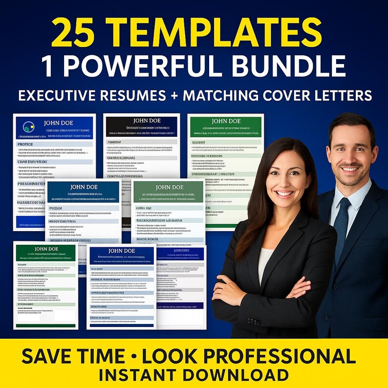 Executive Resume Templates: 25 Modern CV Designs (word DOCX) (instant ...