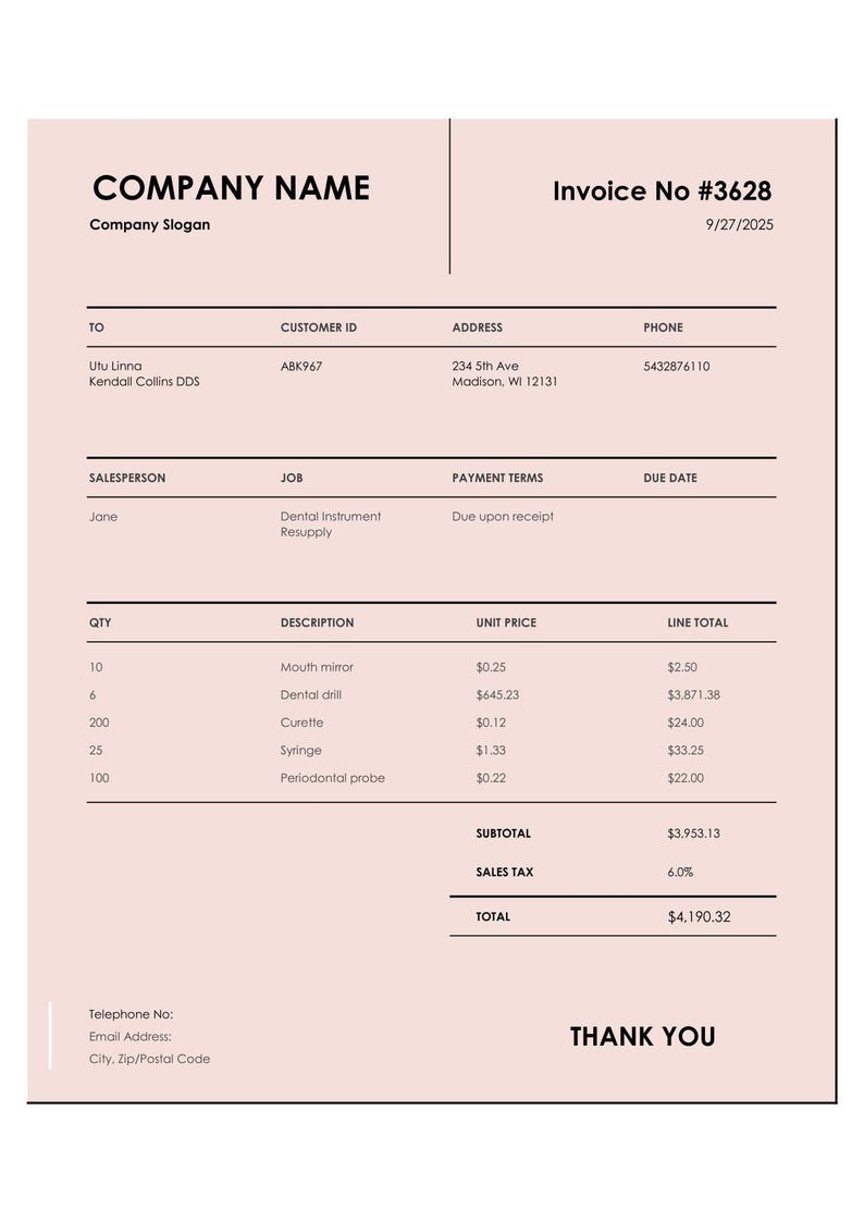 Excel Invoice Template | Auto-calculation | Editable & Printable ...