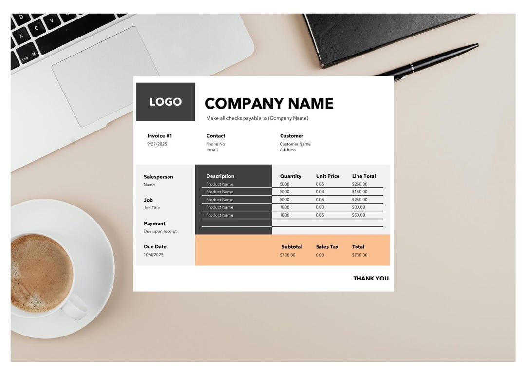 Editable Invoice Template: Small Business Custom Order Form (instant ...