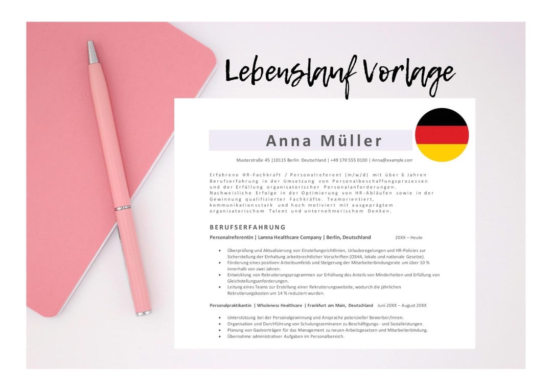 Modern German Resume Template | Ats-friendly CV (microsoft Word) - Etsy