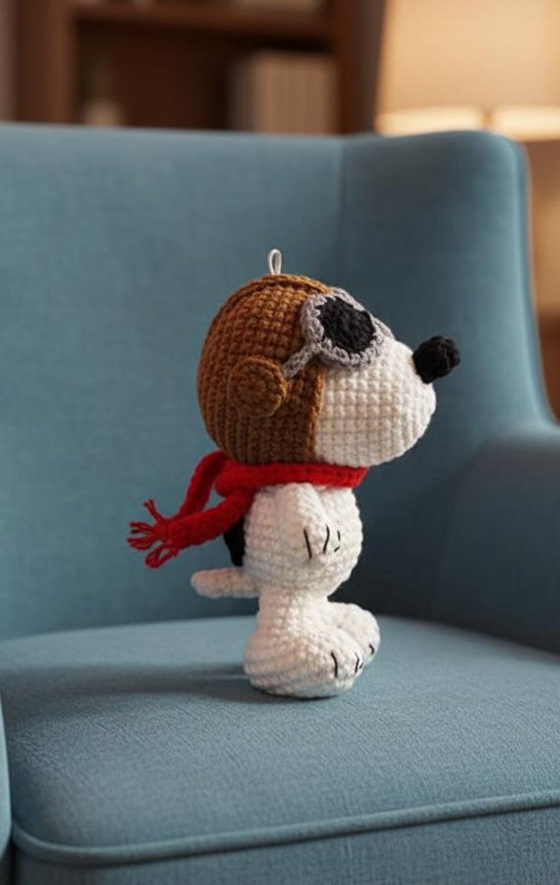 Aviator Snoopy Crochet Pattern: Keychain Pilot Dog Plush (PDF Tutorial ...