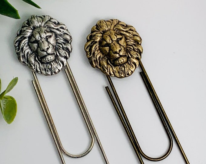Antique Brass or Antique Silver Lion Head Paperclip Metal Bookmark - Etsy