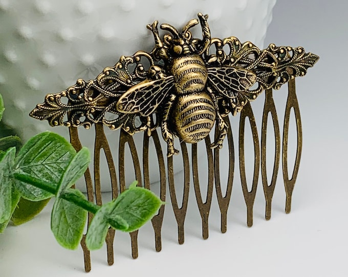 Antique Brass Filigree Bee Hair Comb - Etsy