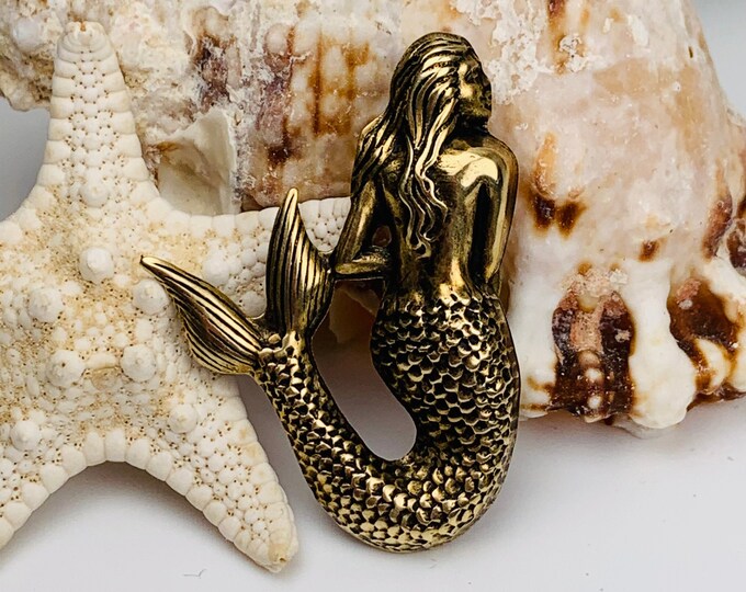 Antique Brass Mermaid Tie Tack or Lapel Pin - Etsy