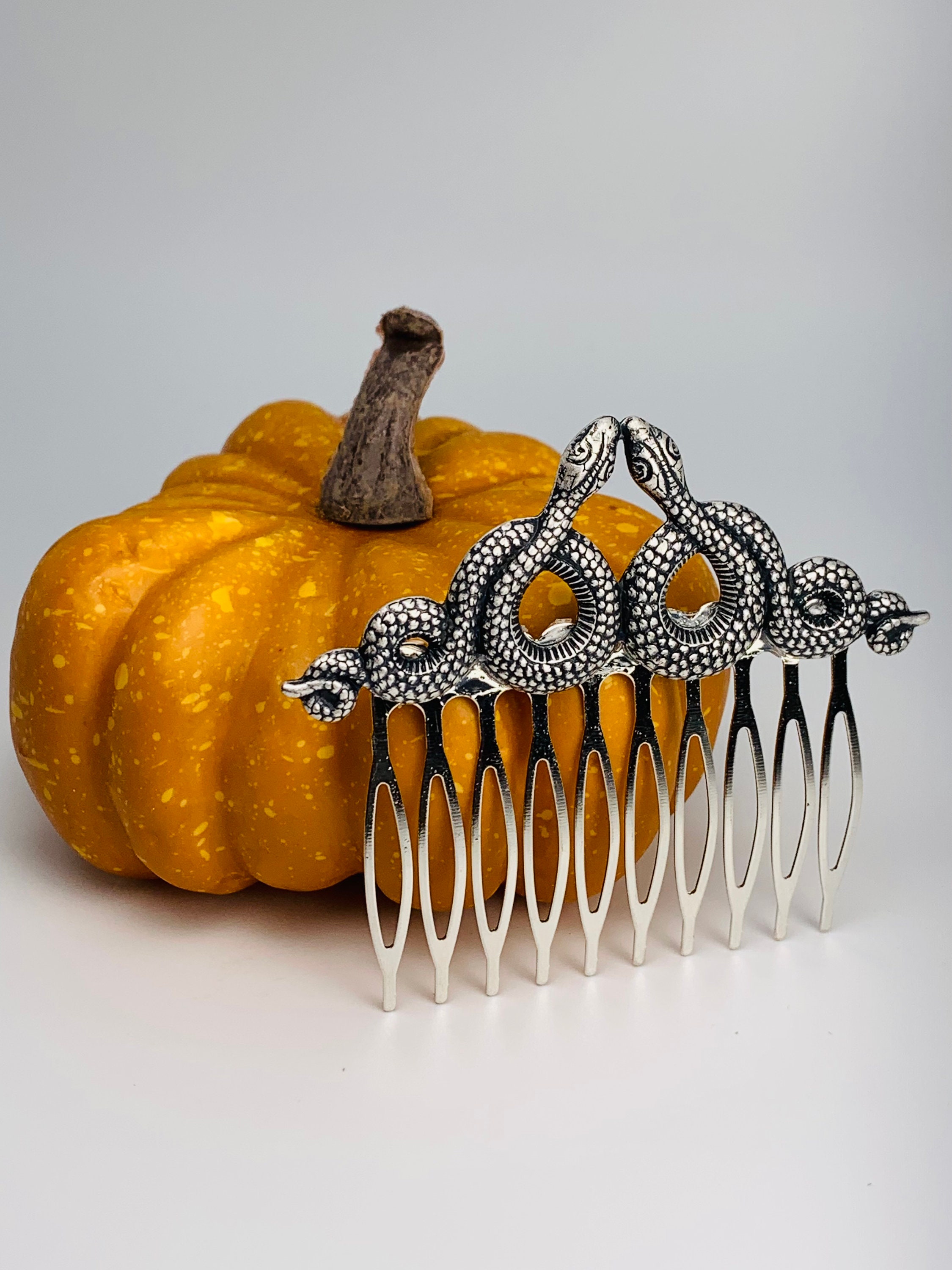 Antique Silver Double Snake Hair Comb | Etsy