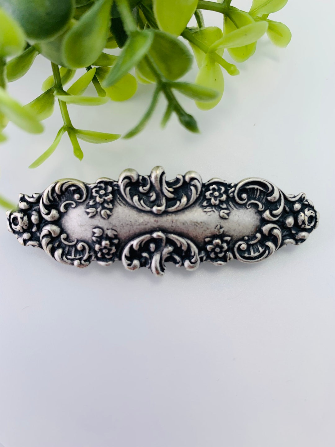Antique Silver Victorian Bar Hair Clip/barrette - Etsy