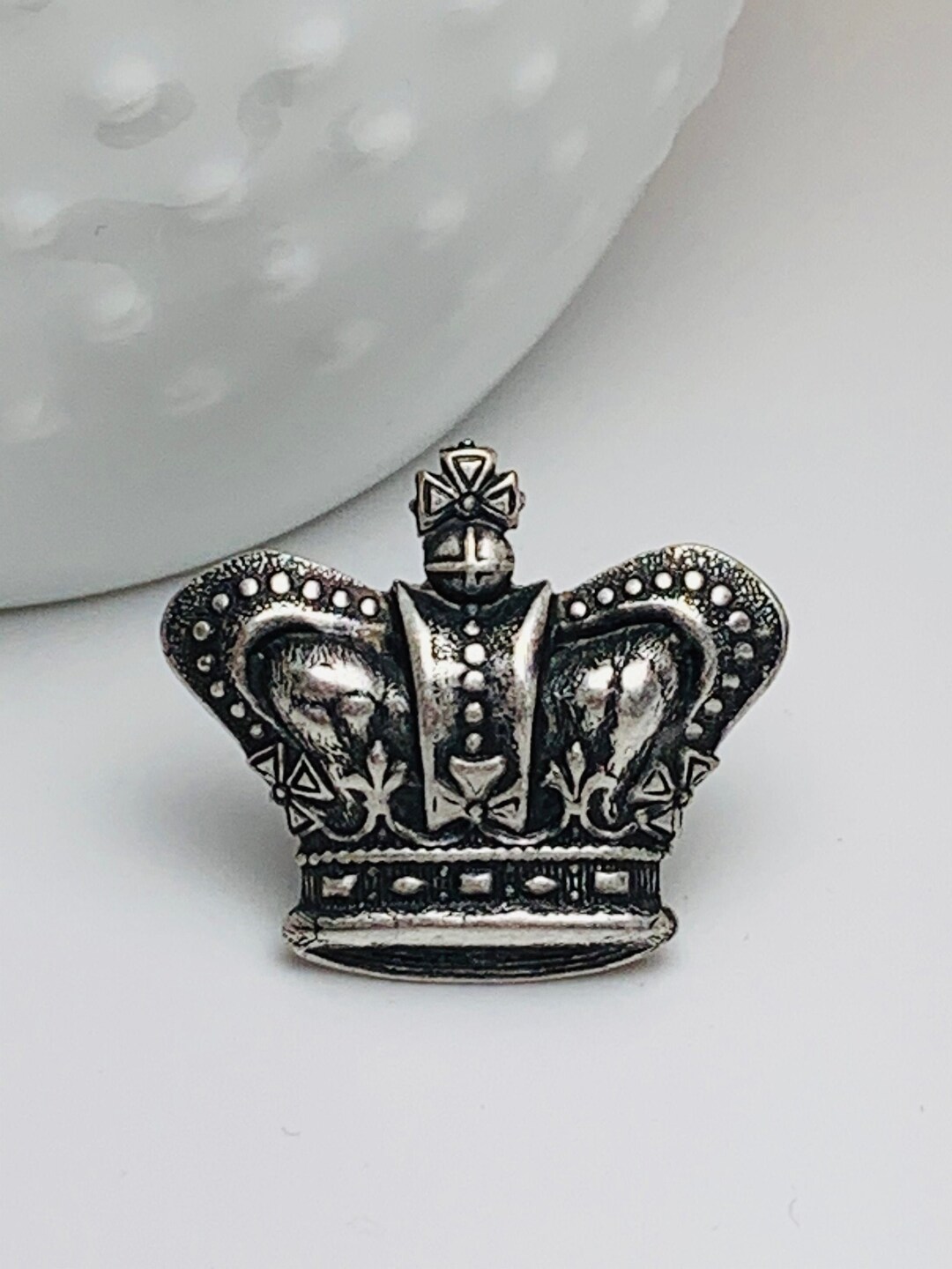 Antique Silver Royal Crown Tie Tack or Lapel Pin - Etsy