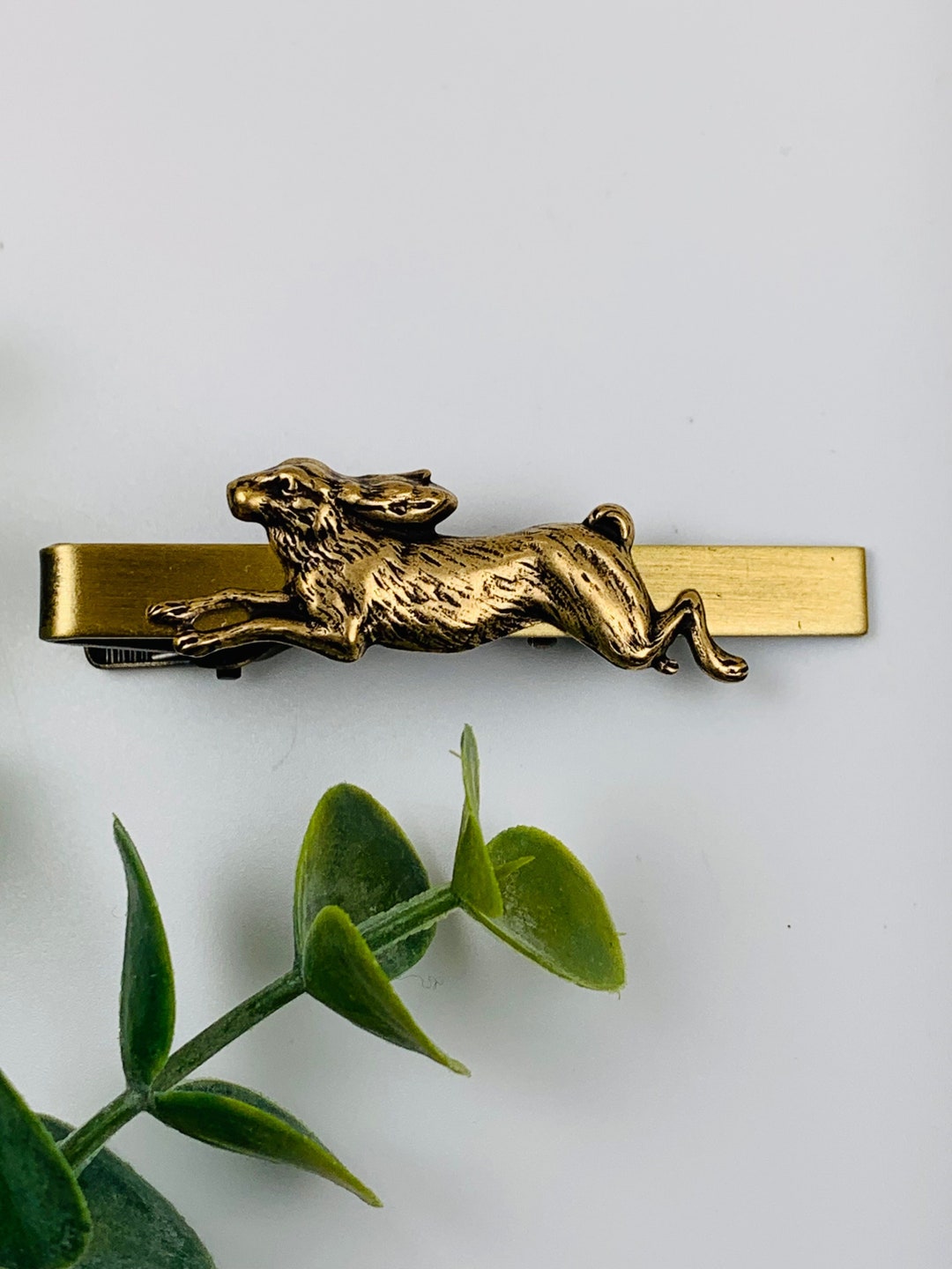 Antique Brass Running Rabbit Tie Bar - Etsy