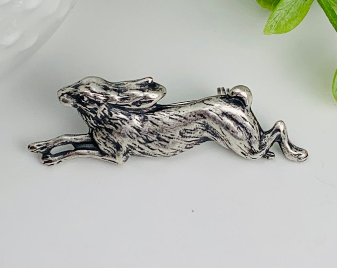 Antique Silver Running Rabbit Brooch - Etsy