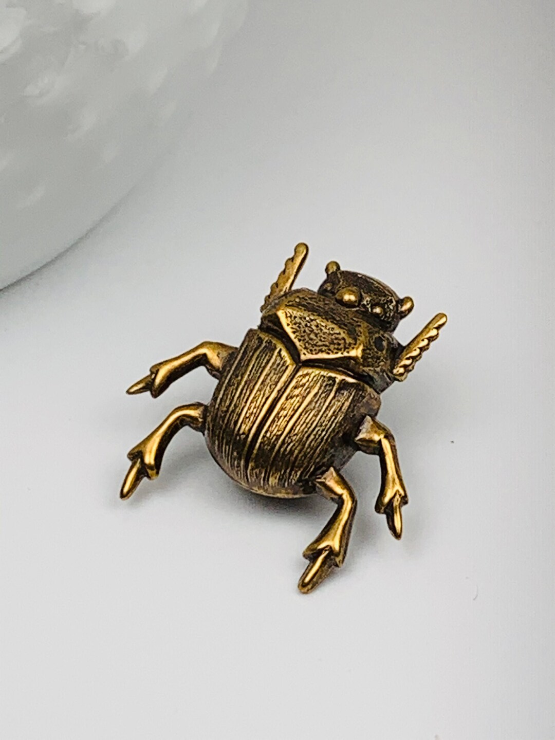 Antique Brass Beetle Tie Tack or Lapel Pin - Etsy