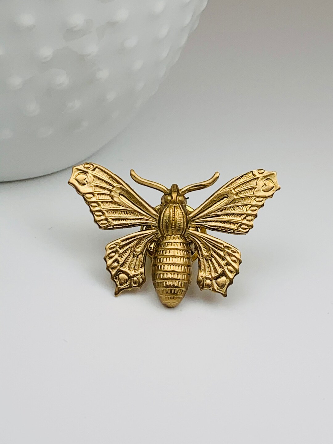 Raw Brass Moth Butterfly Tie Tack or Lapel Pin - Etsy