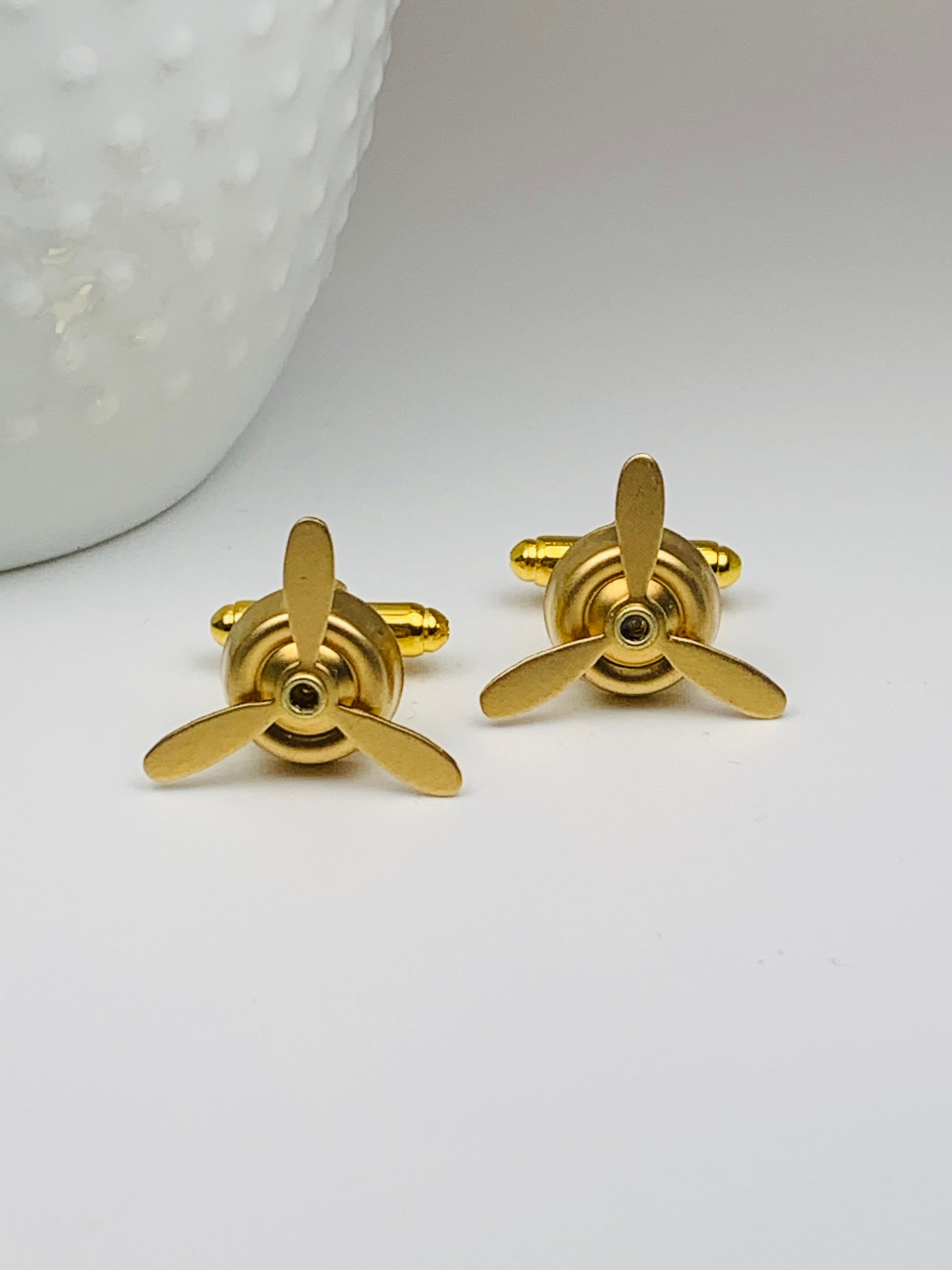Raw Brass Propeller Cuff Links Set of 2 | Etsy