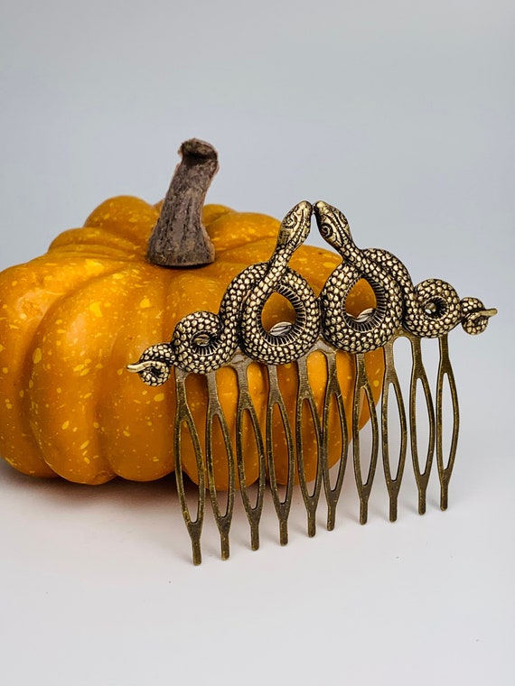 Antique Brass Double Snake Hair Comb | Etsy