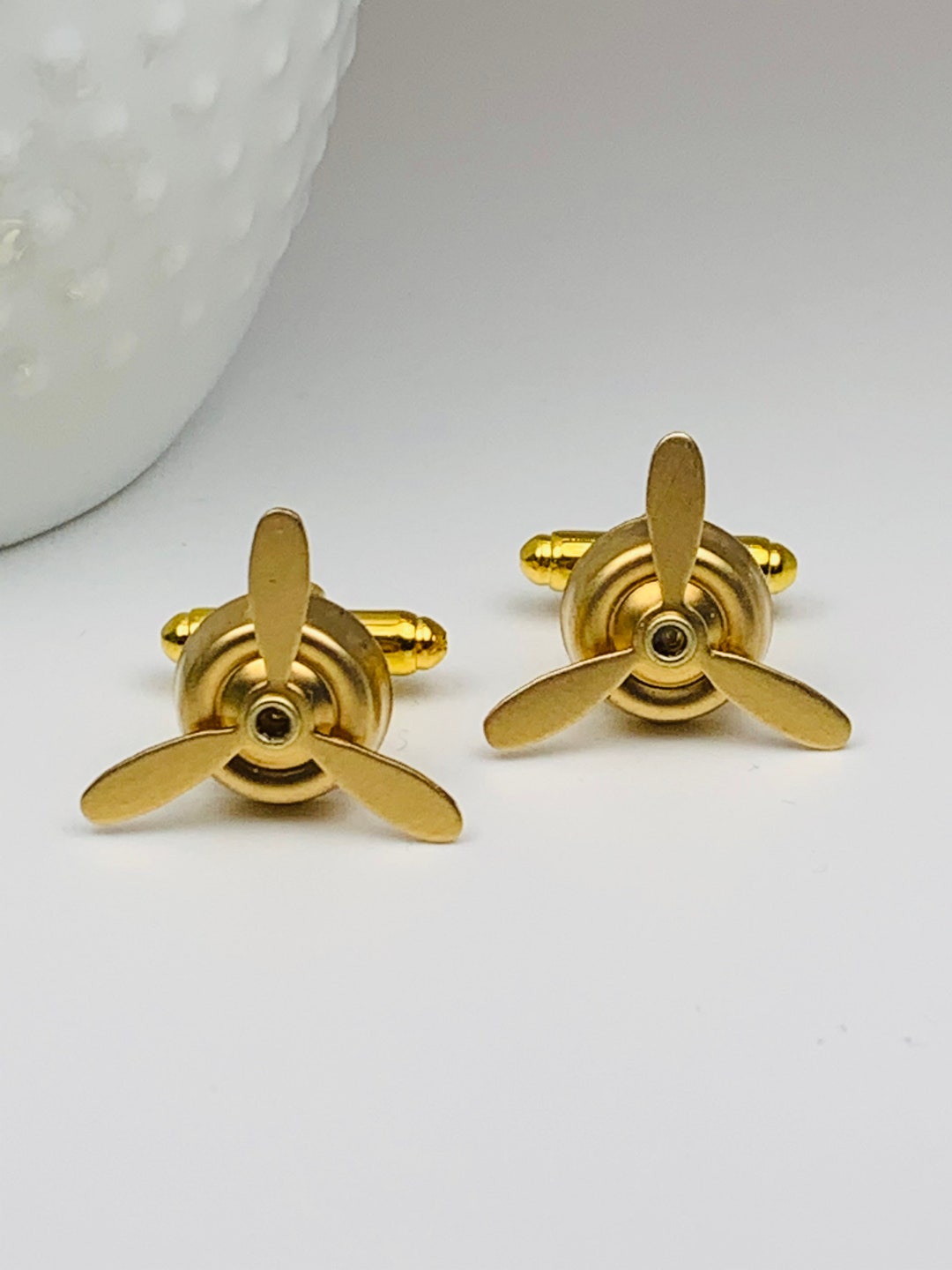 Raw Brass Propeller Cuff Links Set of 2 - Etsy