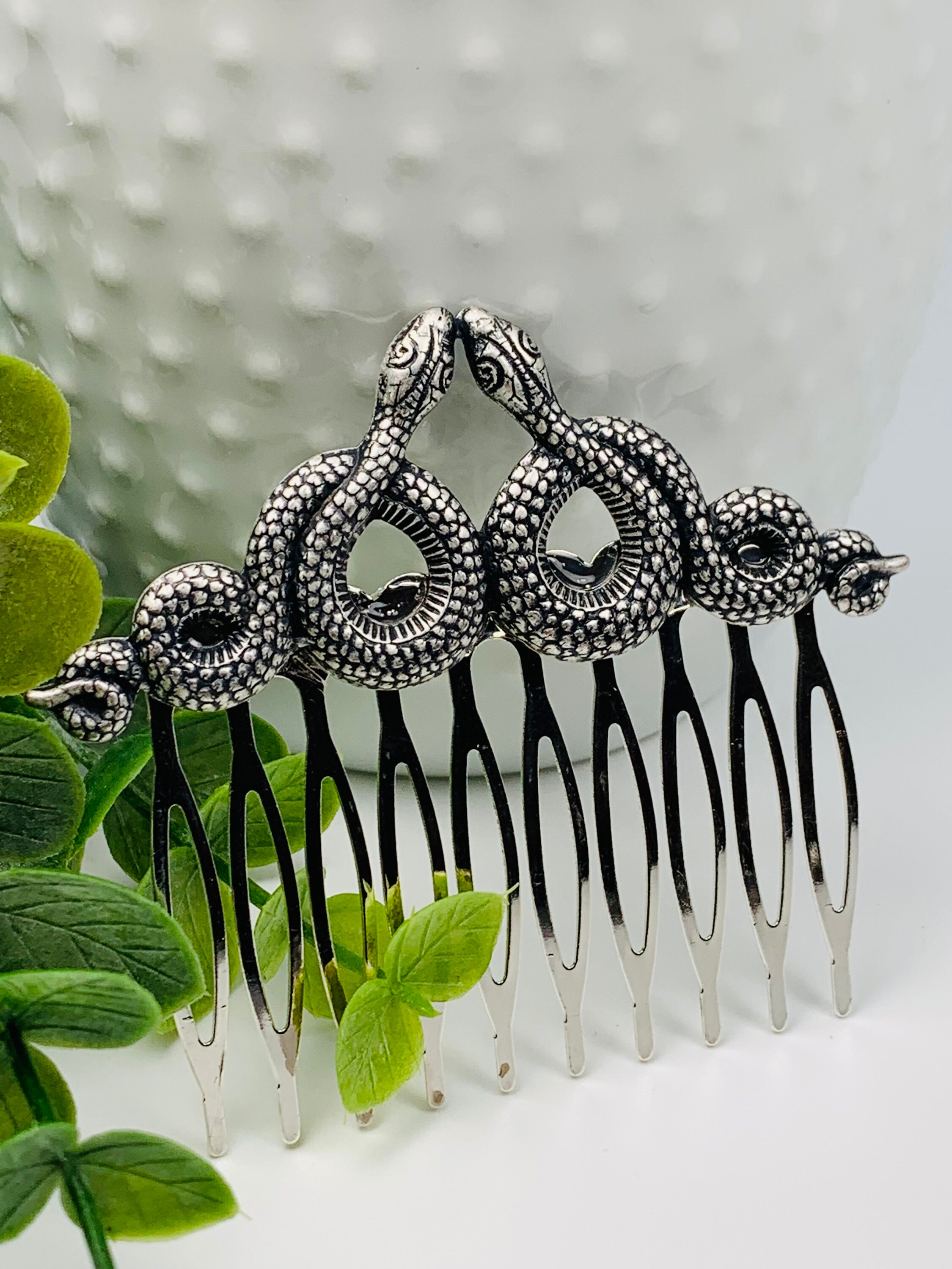 Antique Silver Double Snake Hair Comb | Etsy