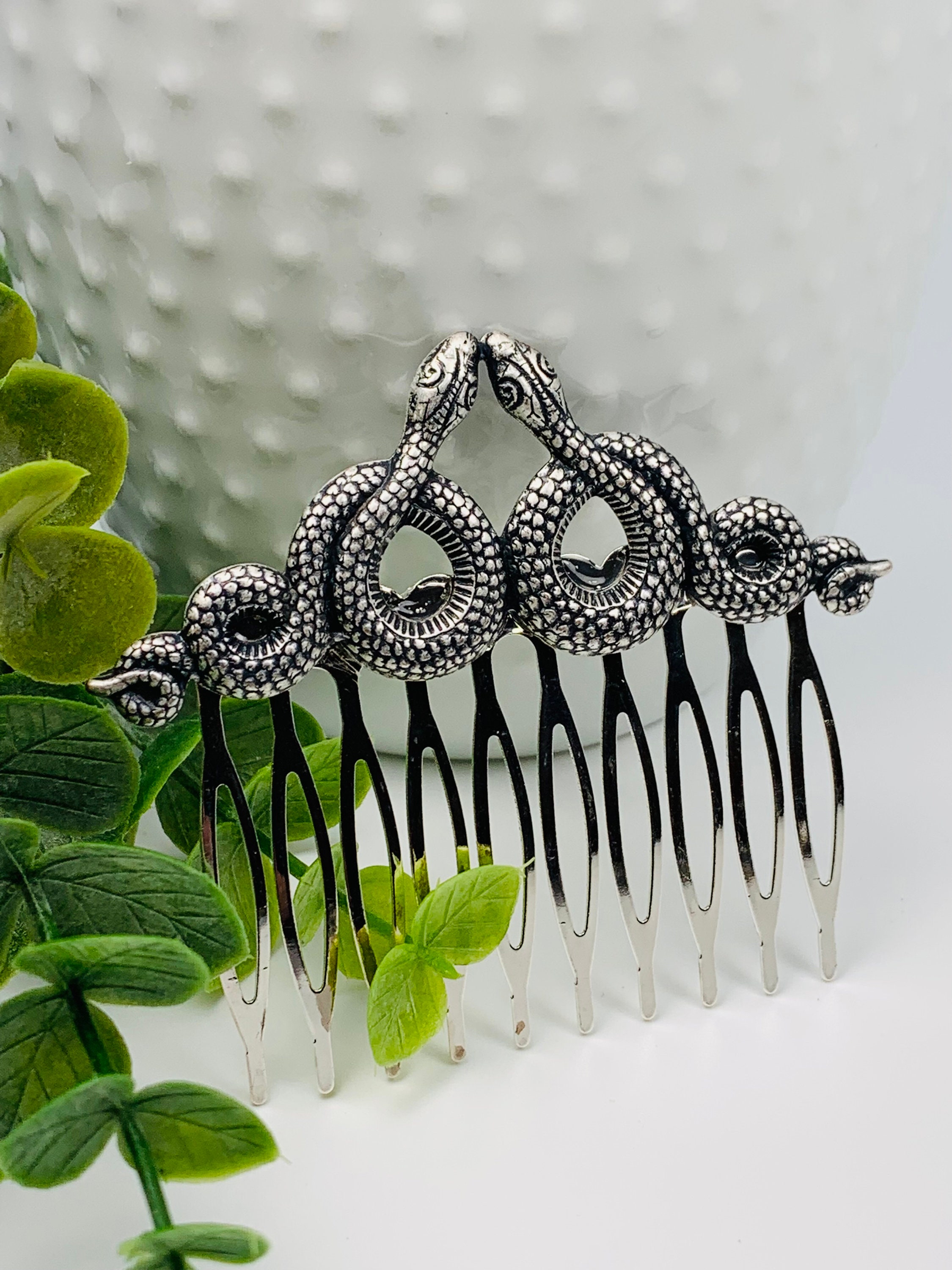 Antique Silver Double Snake Hair Comb | Etsy