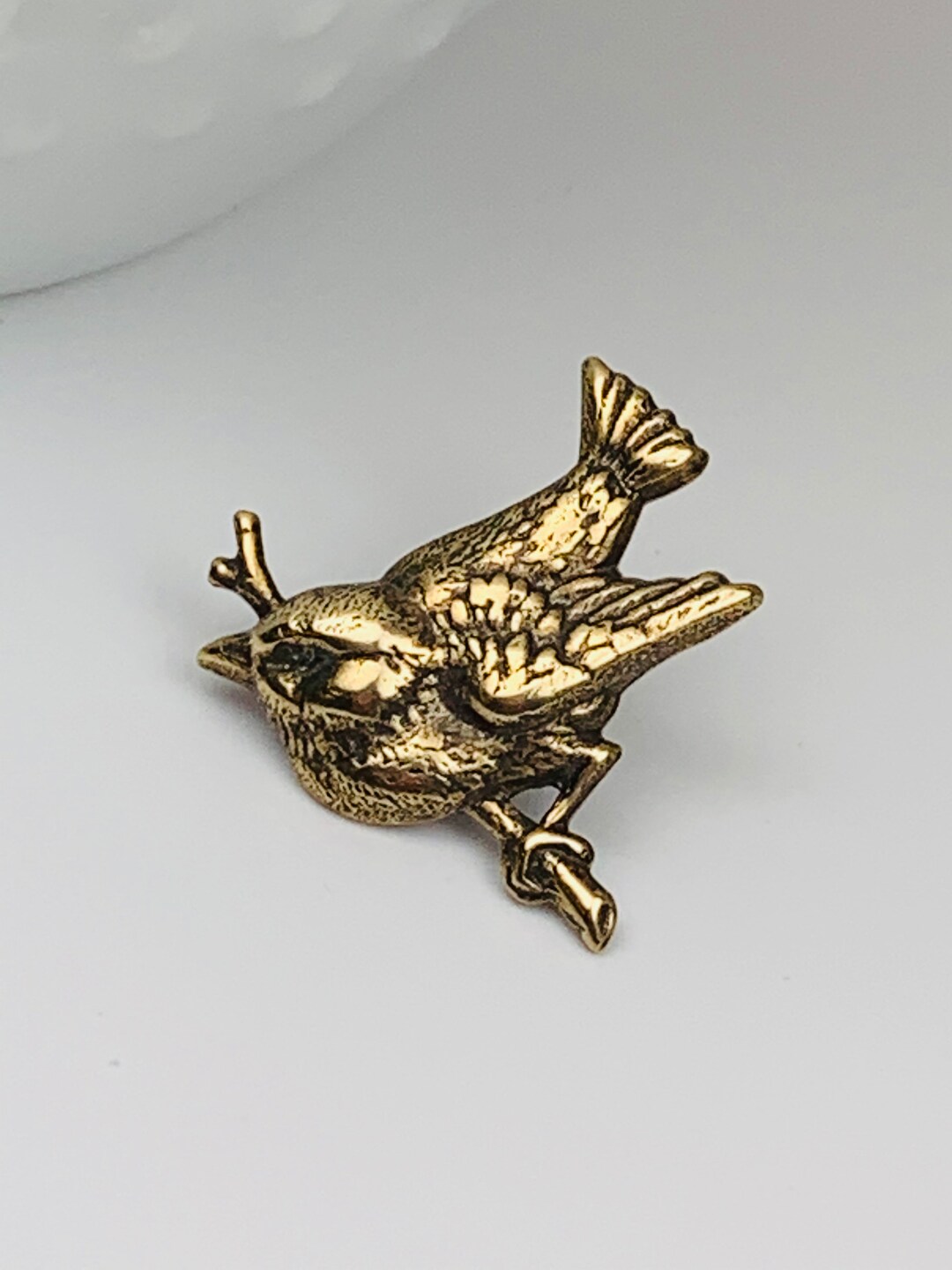 Antique Brass Bird Tie Tack or Lapel Pin - Etsy