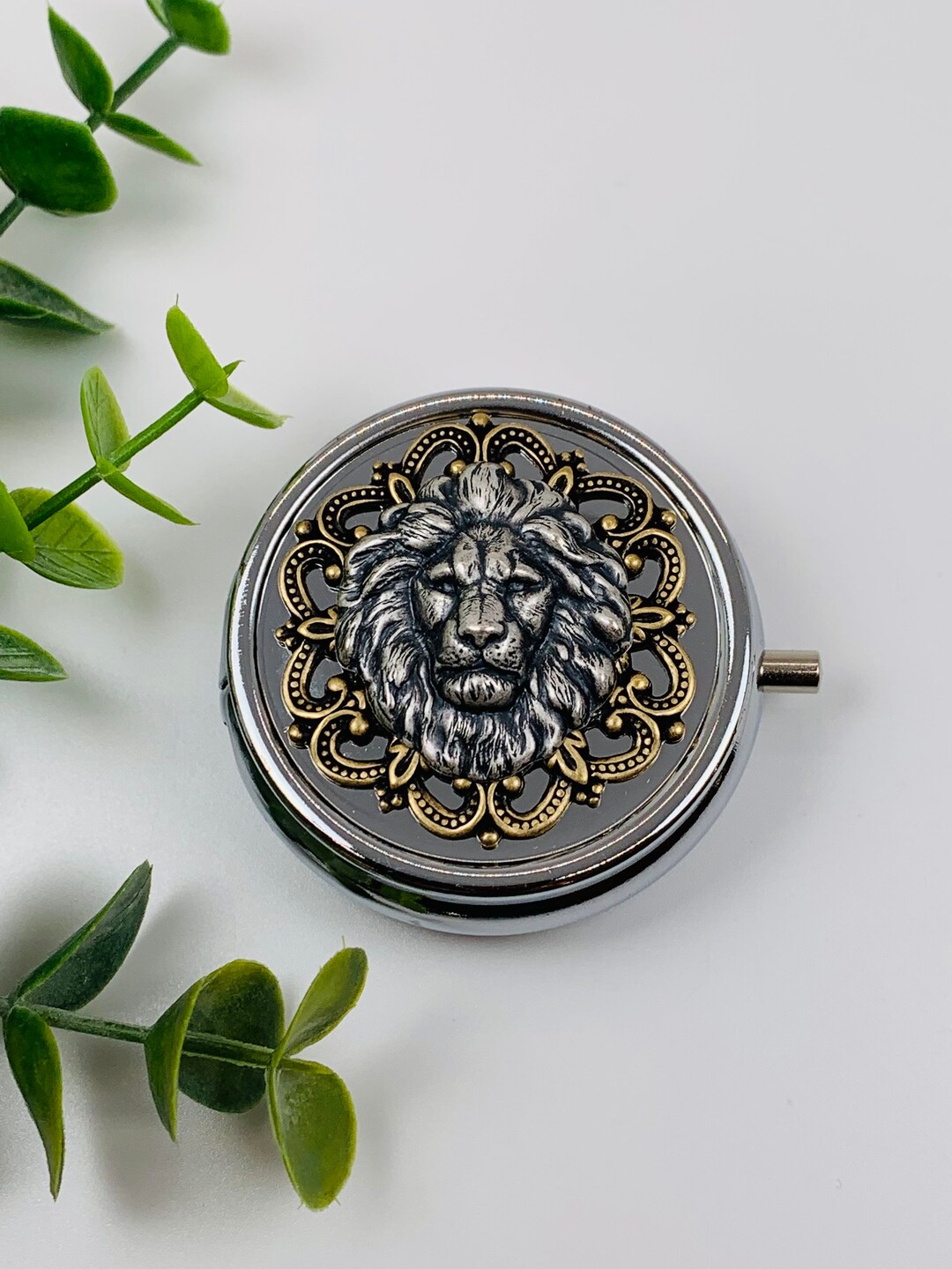 Shiny Silver Lion Pill Box - Etsy