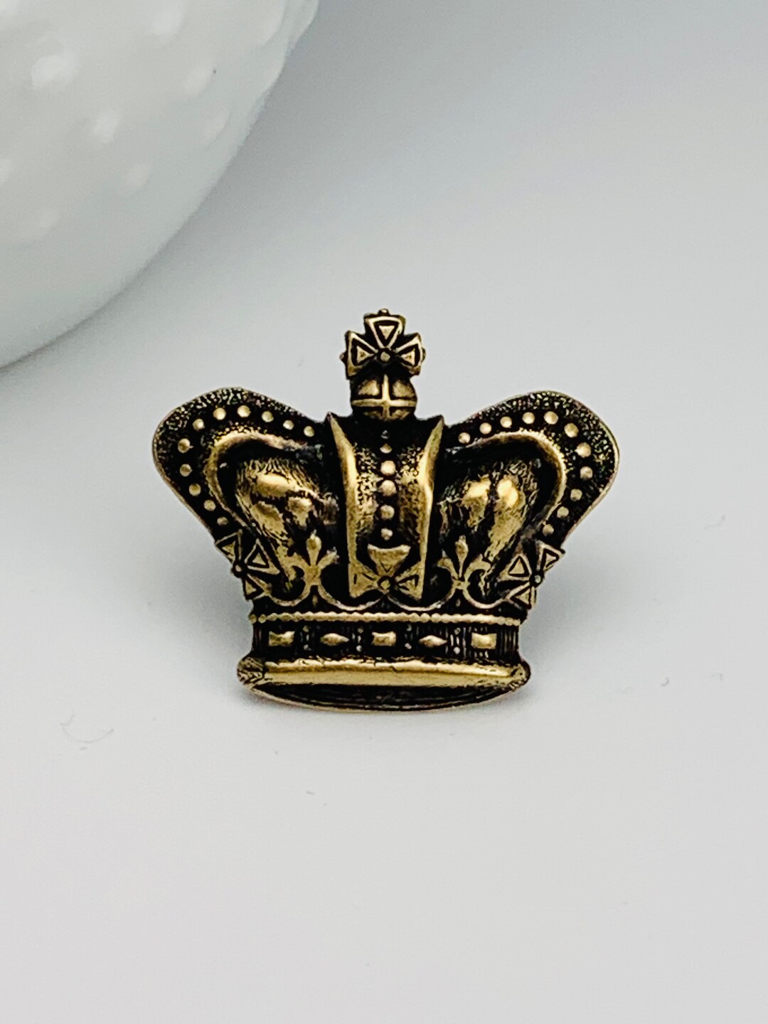 Antique Brass Royal Crown Tie Tack or Lapel Pin - Etsy