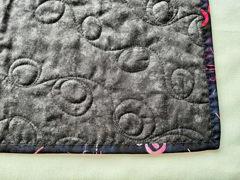 Quilted Bass Bib in Playful Pink Circles on Black - Etsy UK