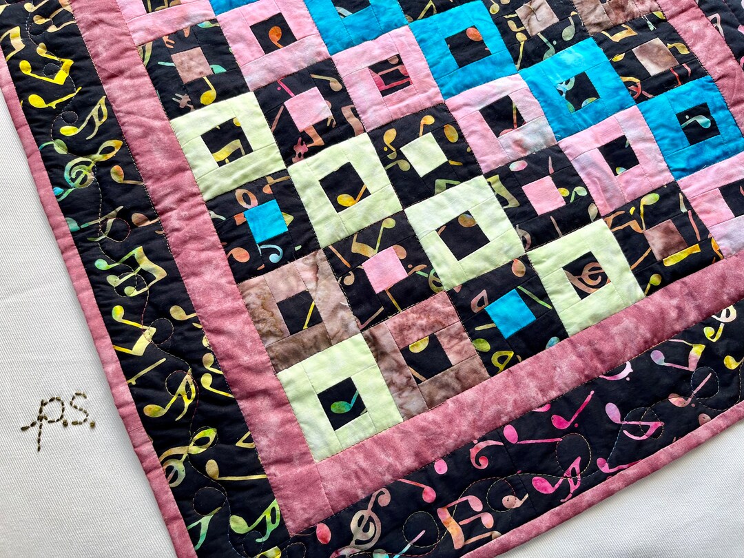 Quilted Music Notes Batik Wall Hanging or Table Quilt - Etsy