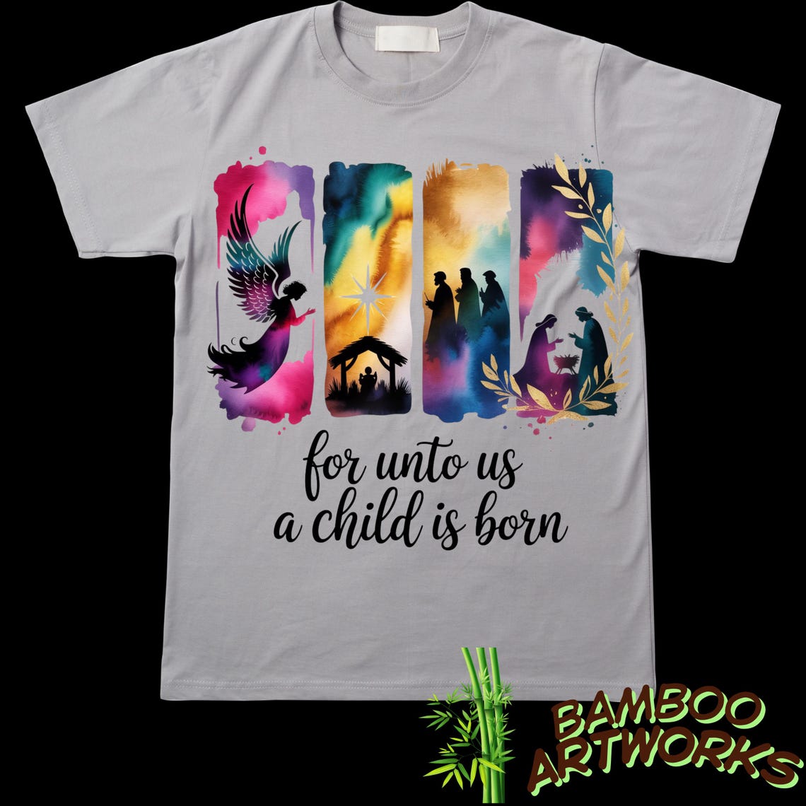 For Unto Us A Child is Born Watercolor Panel PNG | Christian Nativity ...