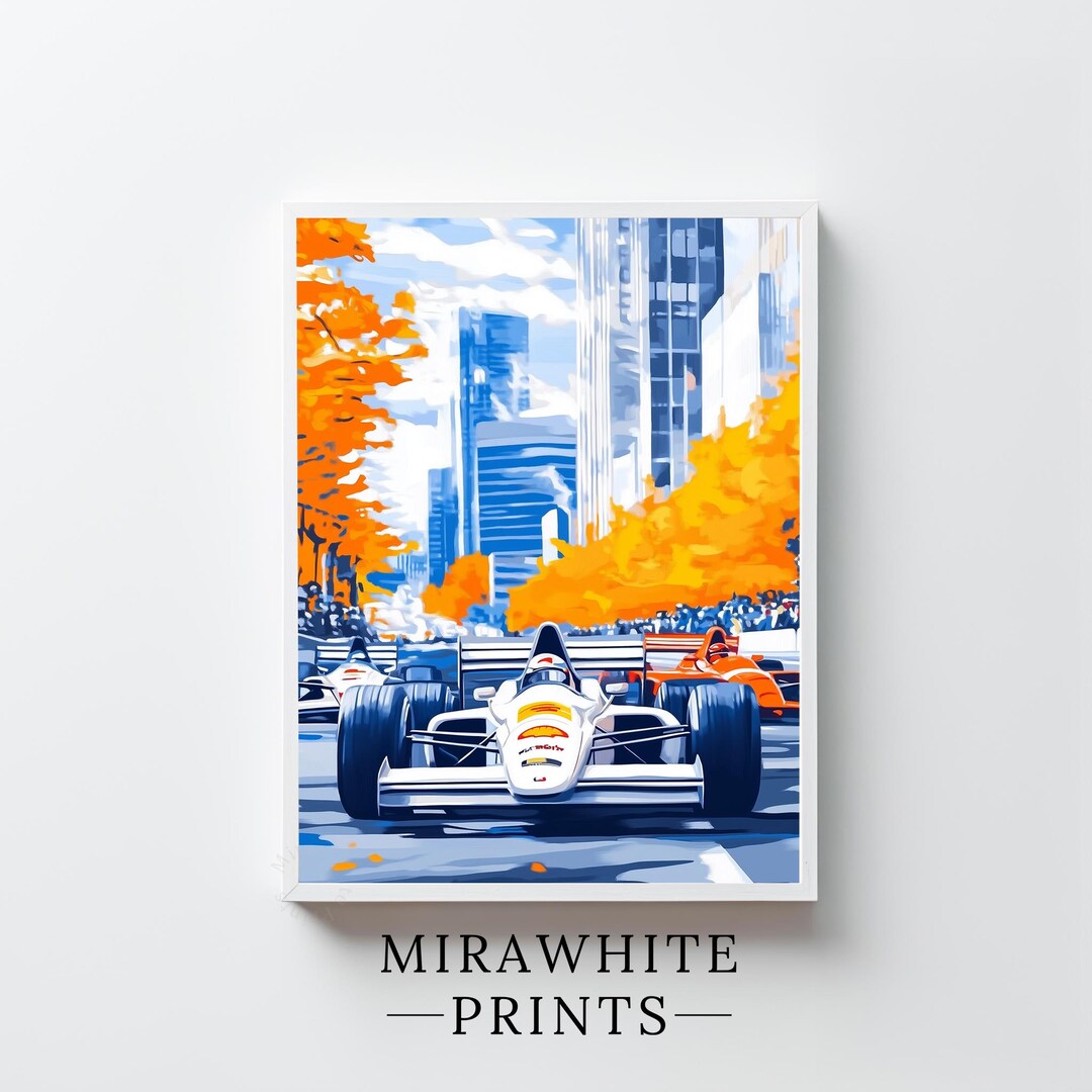 Formula 1 Race Car Painting, Autumn Cityscape Art (digital Download) - Etsy