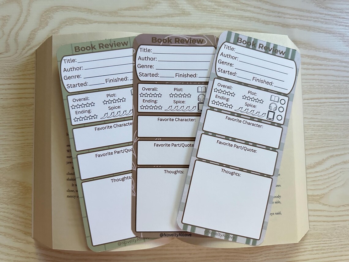 Book Review Bookmark Set: Library Stationery, Book Club Gifts - Etsy