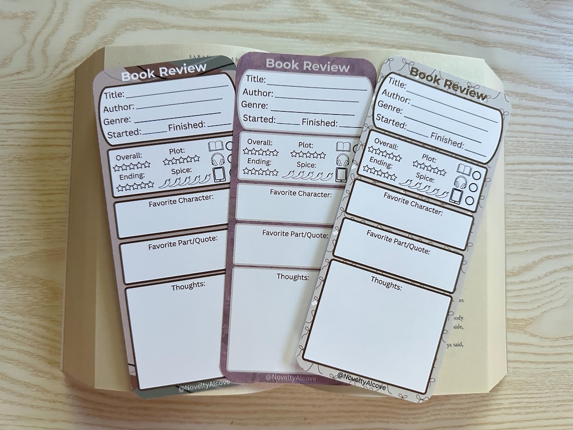 Book Review Bookmark Set: Neutral | Library Stationery | (set of 10) - Etsy