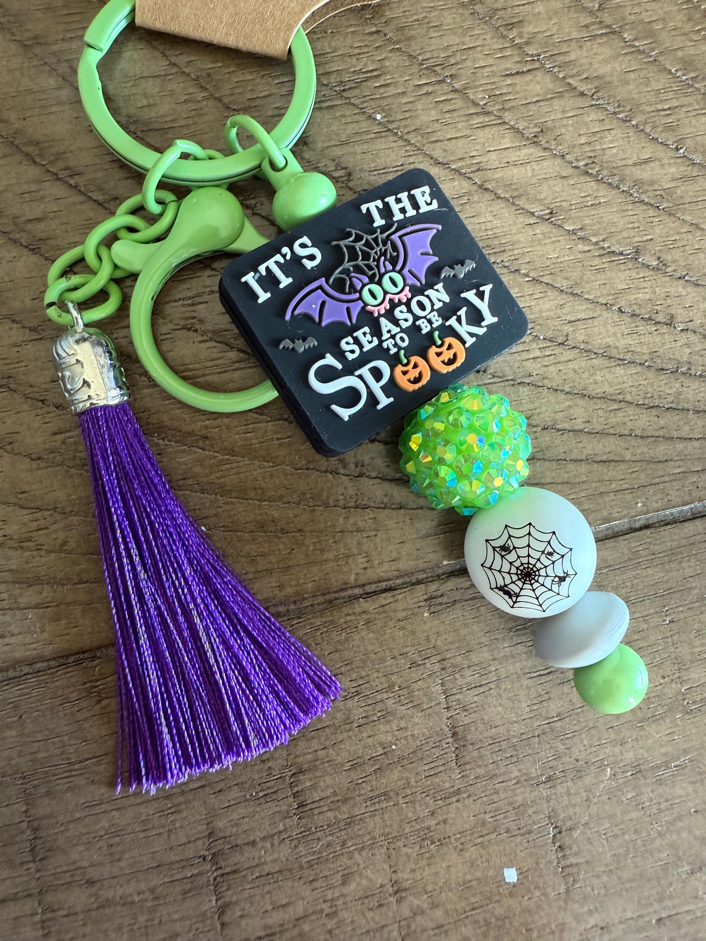 Handmade Holiday Beaded Keychain With Tassel: Festive Bag Charm - Etsy