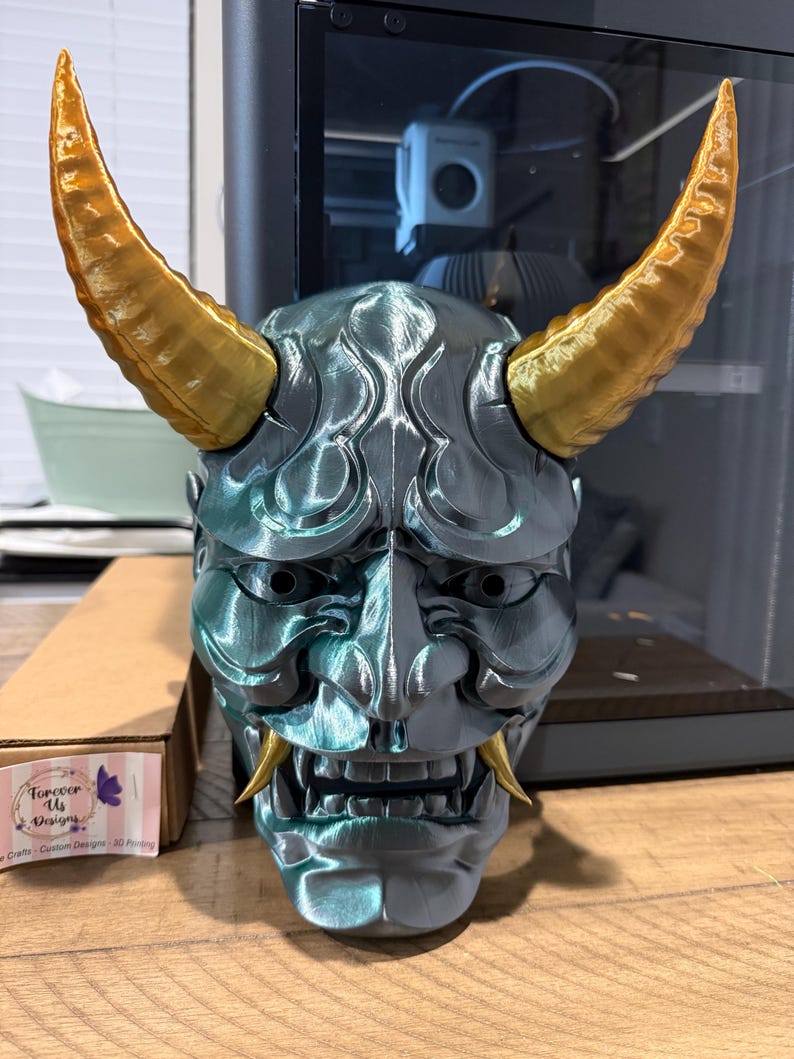 3D Printed Traditional Japanese Hannya Oni Wearable Mask (made to Order ...