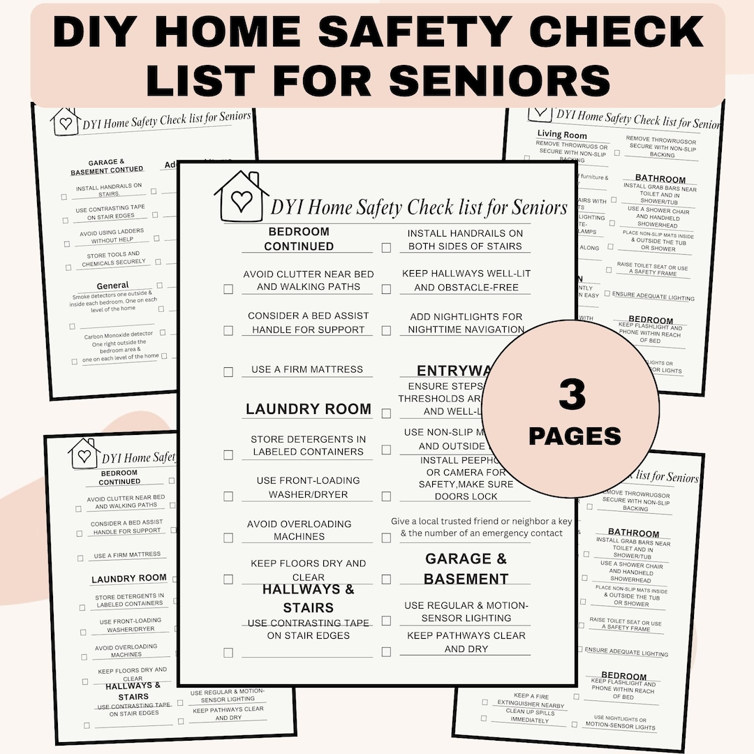 Senior Home Safety Checklist, Fall Prevention Guide (printable PDF) - Etsy