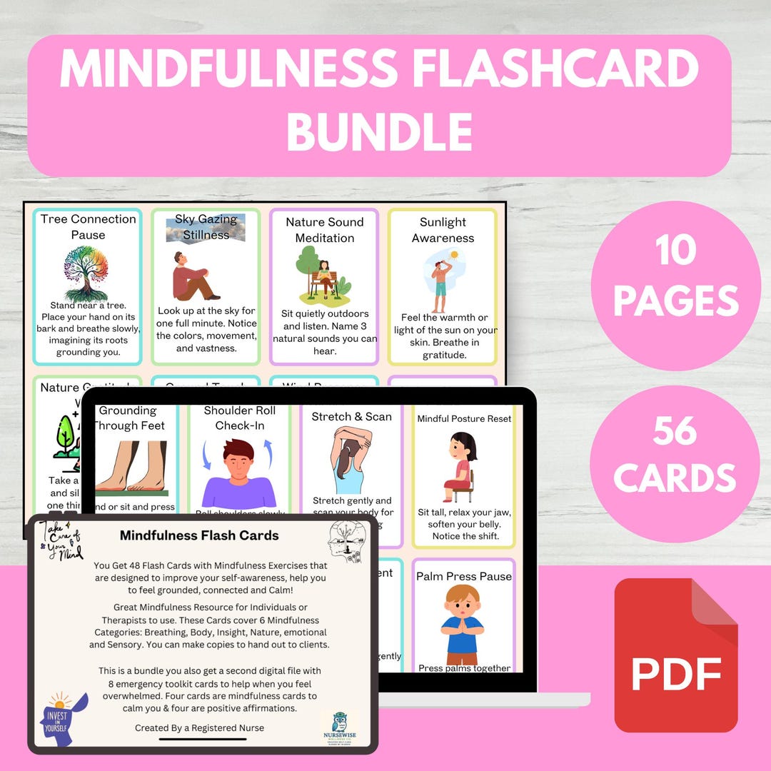 Mindfulness Flashcard Bundle | Stress & Anxiety Relief (digital ...
