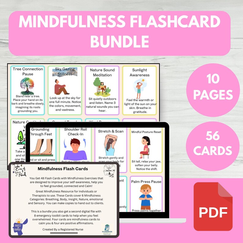 Mindfulness Flashcard Bundle | Stress & Anxiety Relief (digital ...