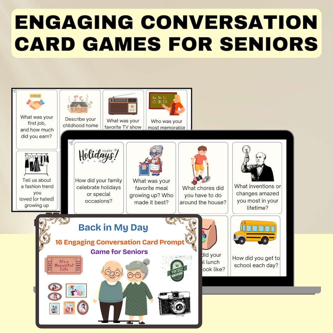 Conversation Starter Cards for Seniors, Dementia Reminiscence Game ...