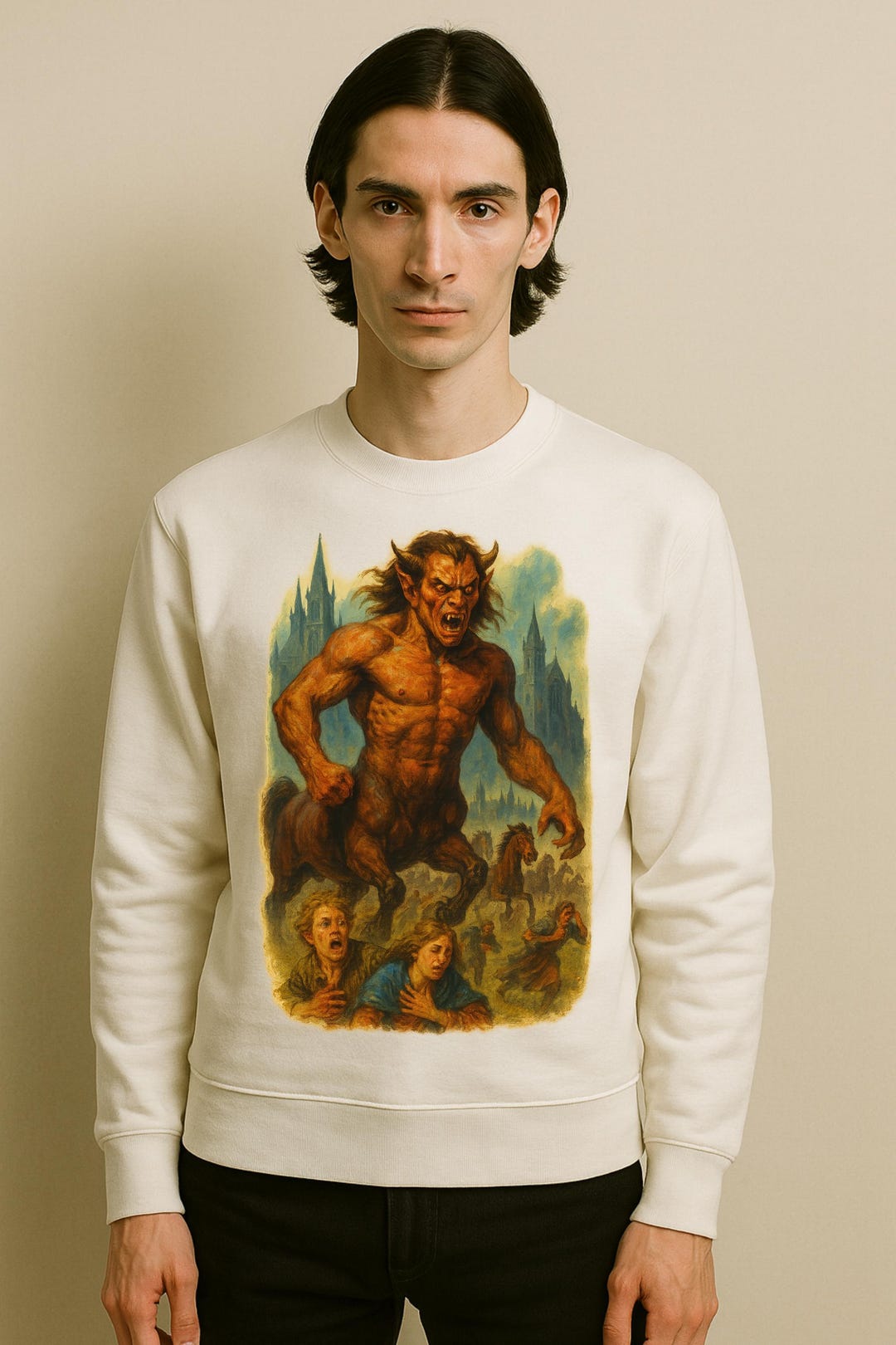 Vintage Demon Centaur Horror Art Crewneck Sweater – Retro Gothic ...