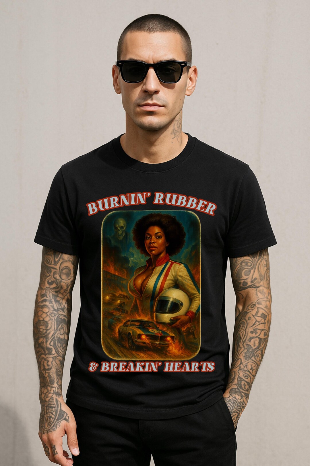1970s Racer Girl Graphic Tee – Retro Pulp Art Hot Rod Shirt - Etsy