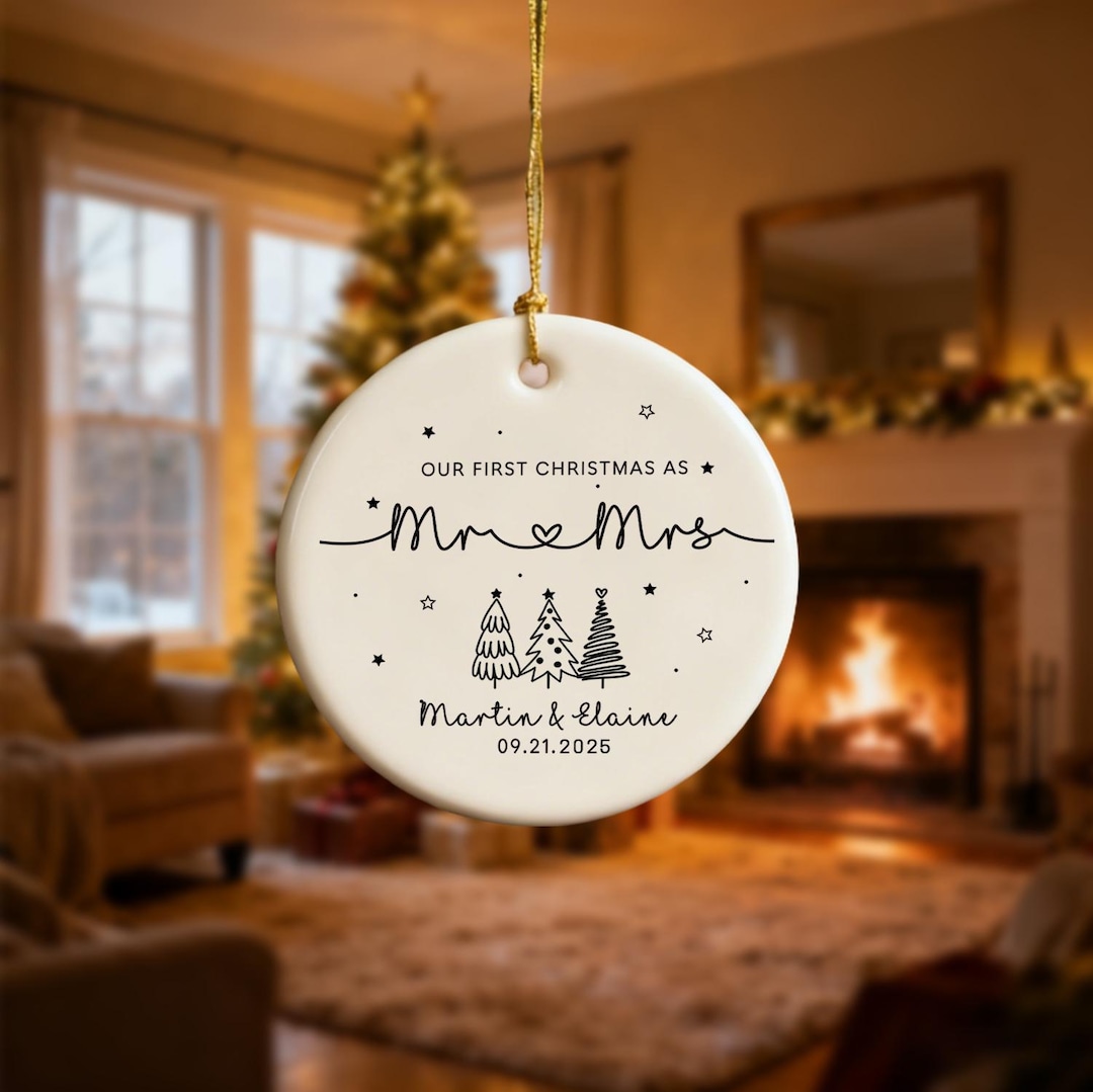 Our First Christmas as Mr and Mrs Ornament, Custom Ceramic Tree ...