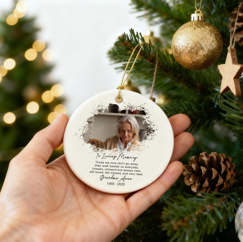 Custom in Loving Memory Ceramic Ornament, Photo Memorial Keepsake ...