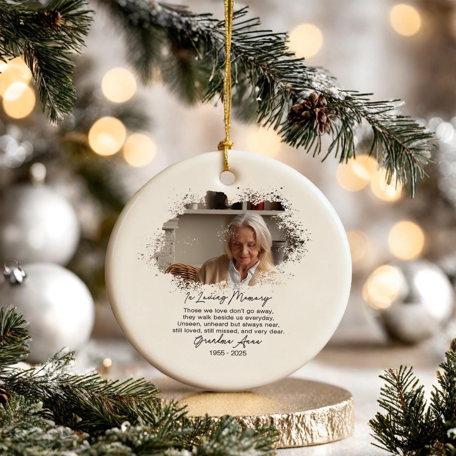 Custom in Loving Memory Ceramic Ornament, Photo Memorial Keepsake ...