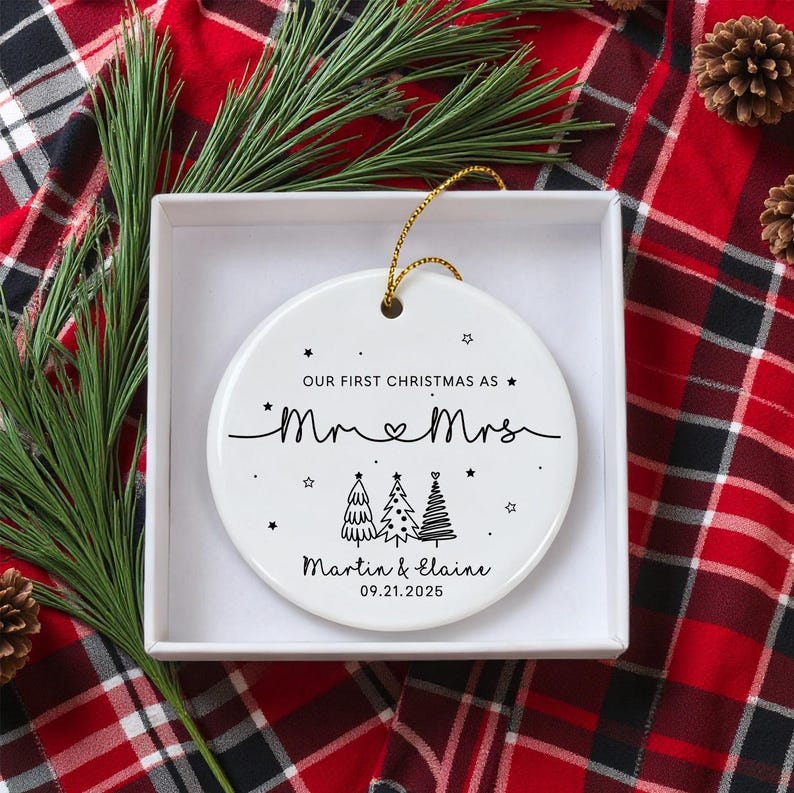 Our First Christmas as Mr and Mrs Ornament, Custom Ceramic Tree ...