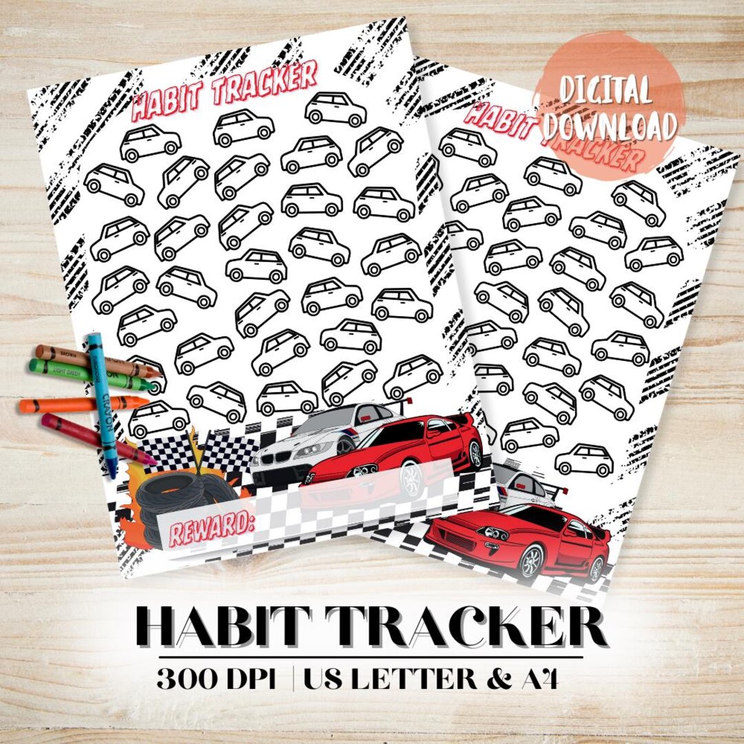 Car Theme Kids Habit Tracker | Daily Routine Chart (printable PDF) - Etsy