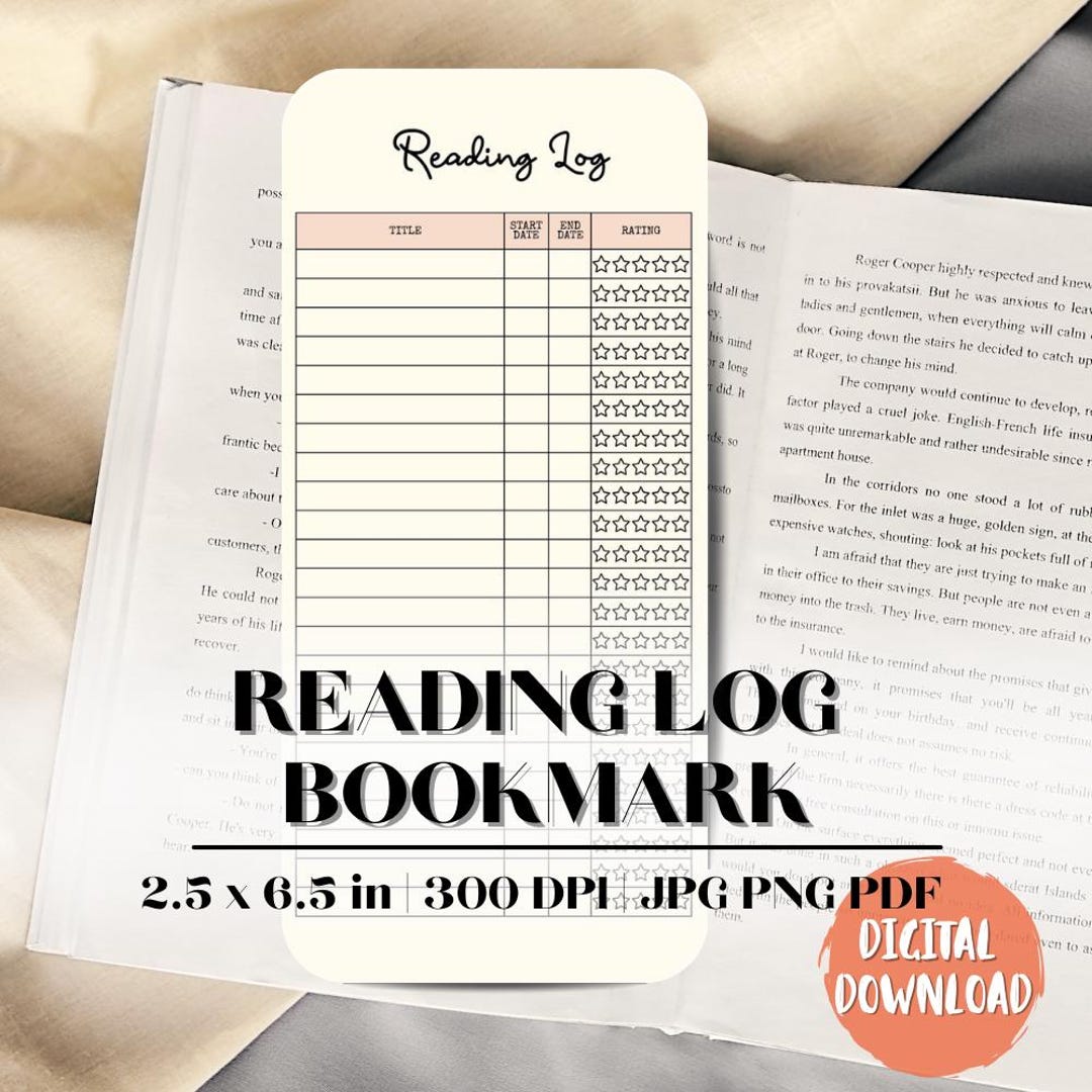 Reading Log Printable Bookmark (digital Download) - Etsy