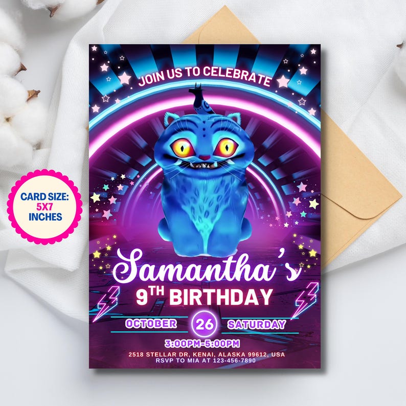 Editable Derpy the Tiger Birthday Invitation, Kpop Demon Hunters ...