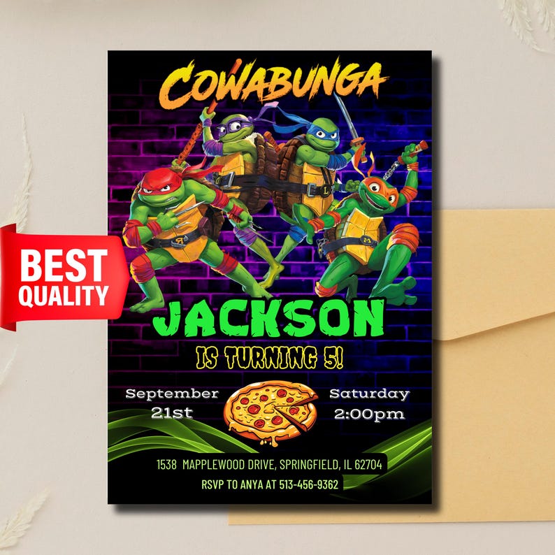 Editable Ninja Turtles Birthday Invitation: Printable Party Invite ...