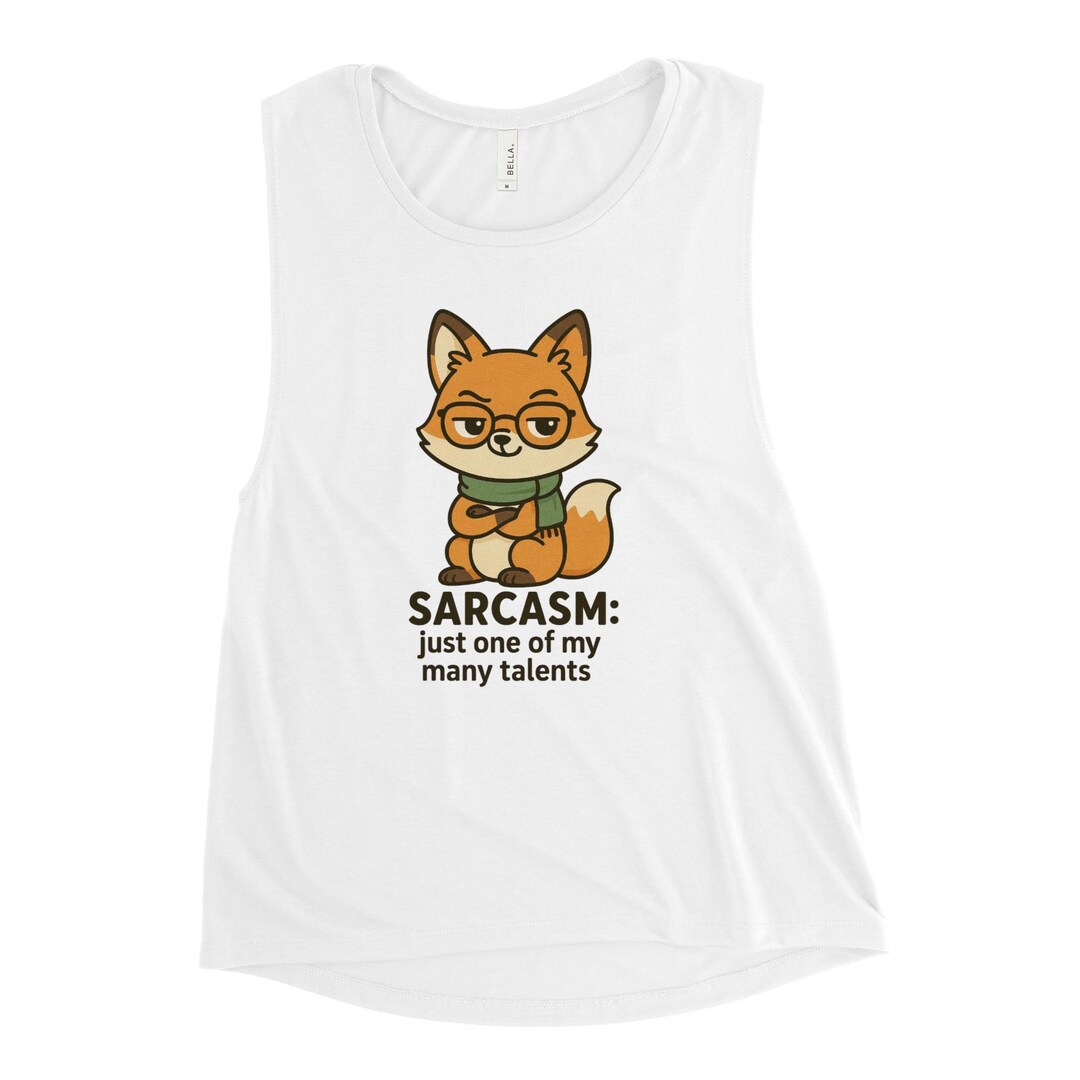 Sarcastic Fox Ladies’ Muscle Tank, Cute Cartoon Shirt - Etsy
