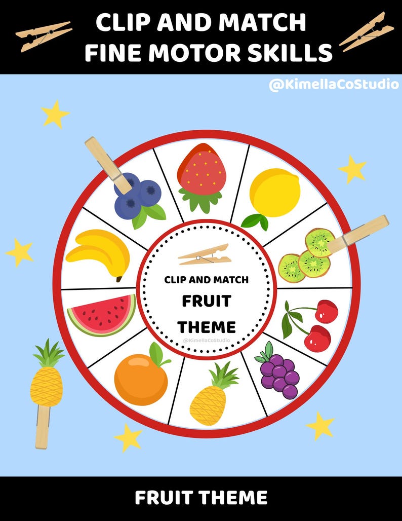 Fruit Fine Motor Activity – OT Printable for Preschool & Early Learners ...