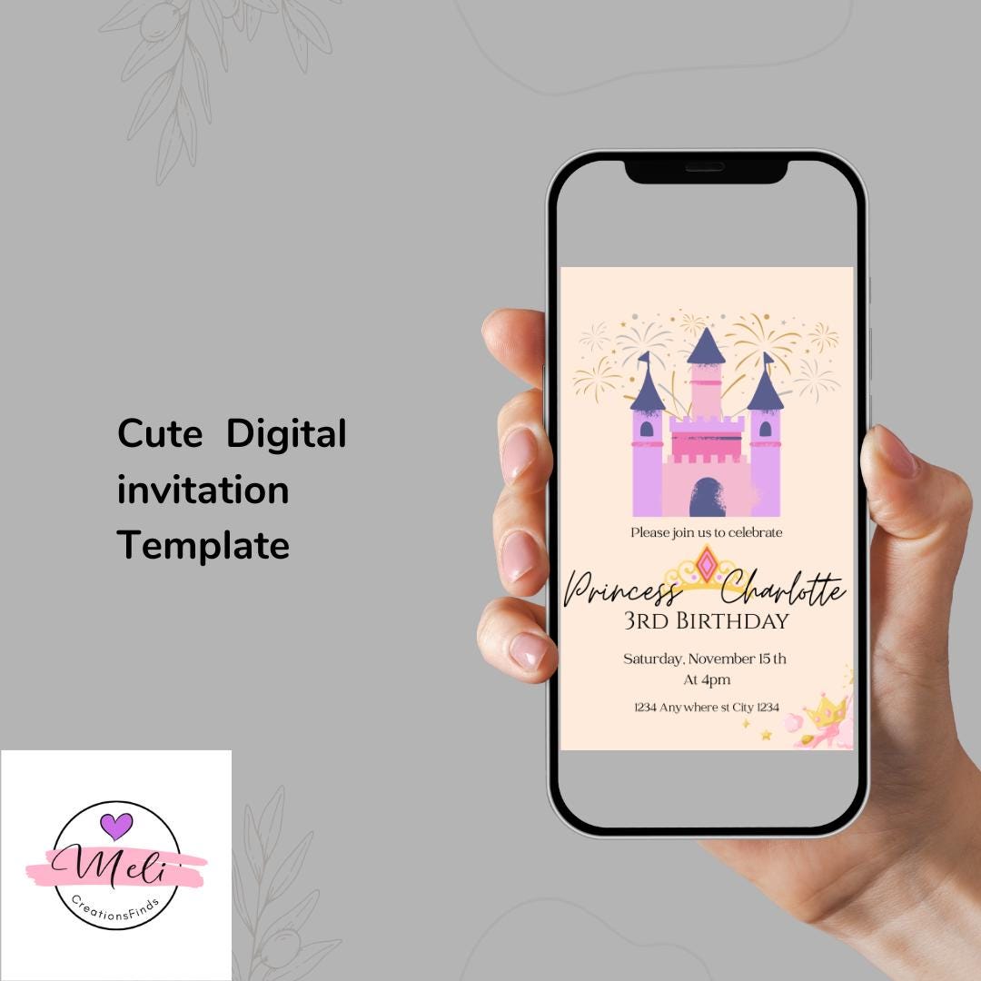 Princess Birthday Invitation Digital Template - Etsy