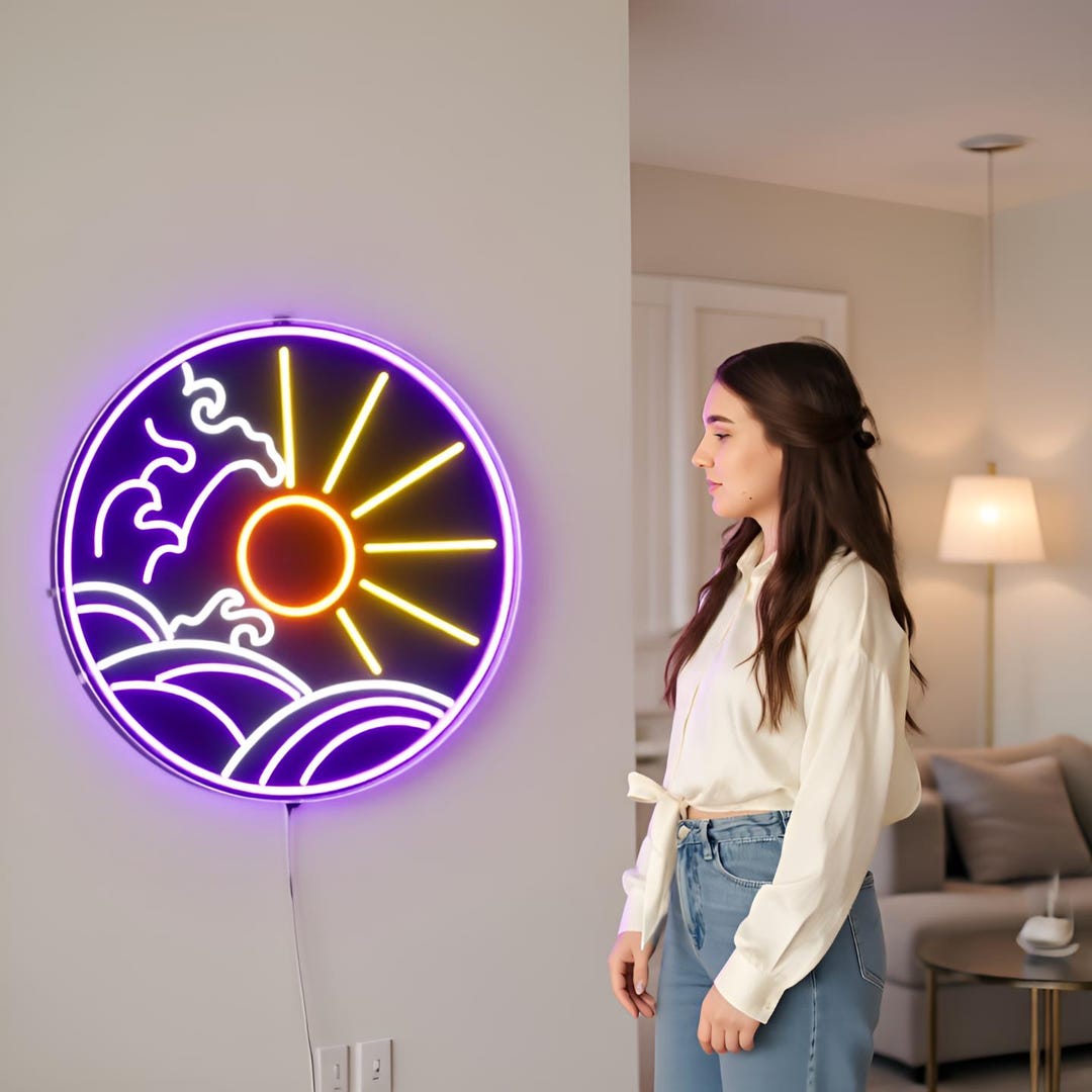 Ocean Wave Sunset LED Neon Sign, Beach Home Decor - Etsy