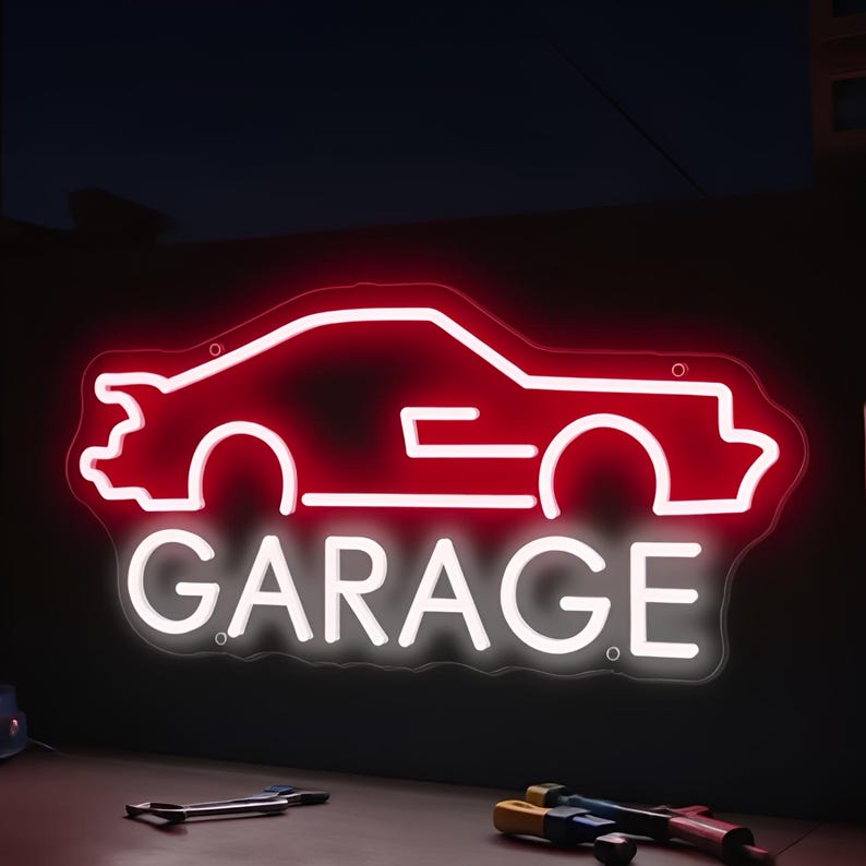 Custom LED Neon Garage Sign – Car Logo Man Cave Wall Art, Auto Shop ...